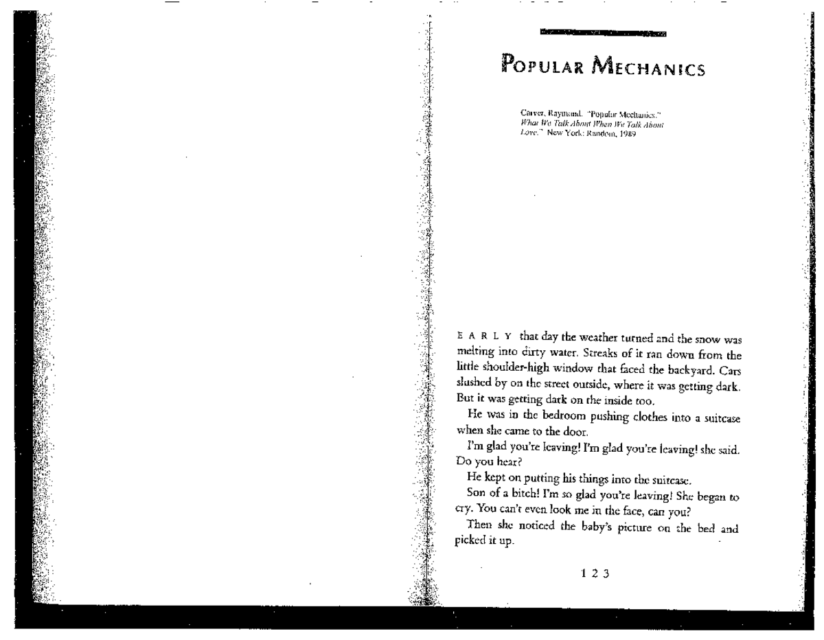 Carver Raymond Popular Mechanics - Langues, littératures et cultures ...