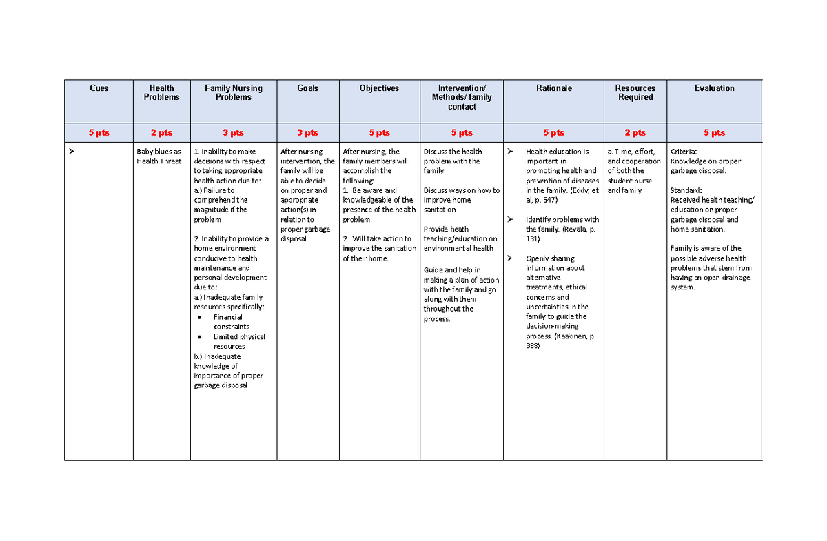 Family Health CARE PLAN template with Score 1- Lucero - Cues Health ...