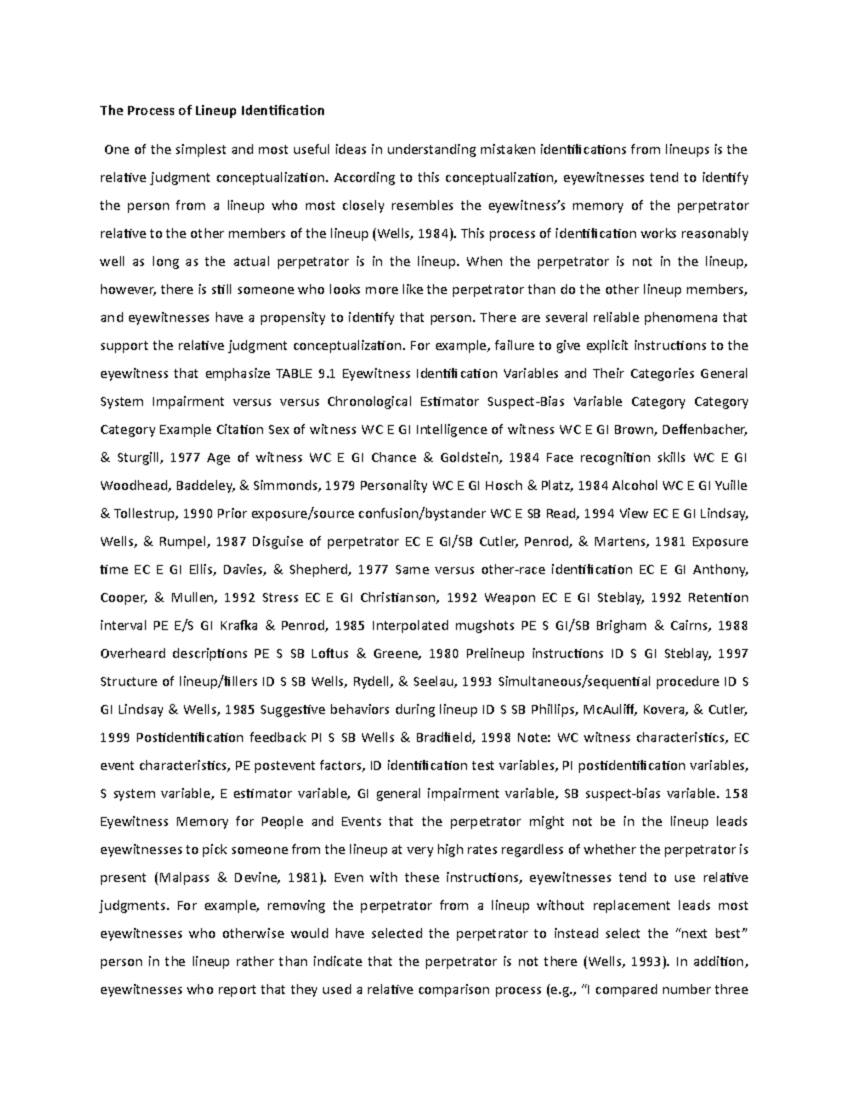 The Process of Lineup Identification - According to this ...