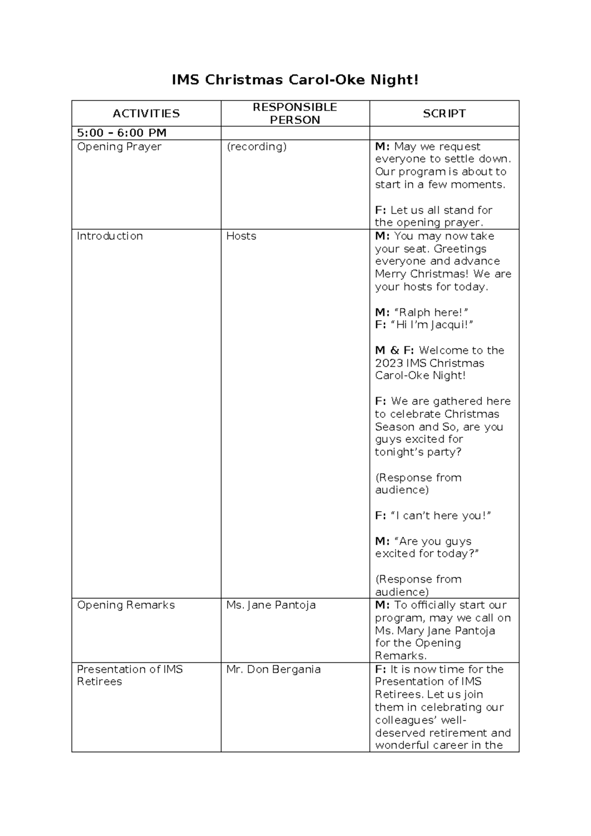 HOST Script - dgfhfs - IMS Christmas Carol-Oke Night! ACTIVITIES ...