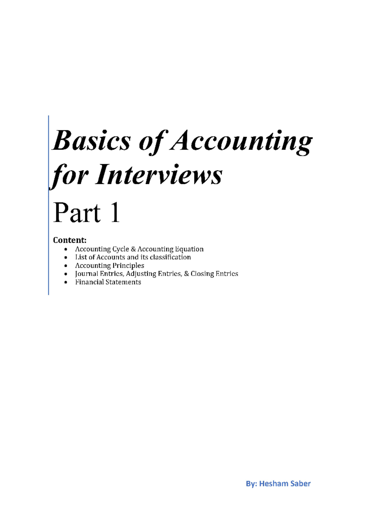 Basic for accounting for interview Part 1 - F Financial Accounting ...