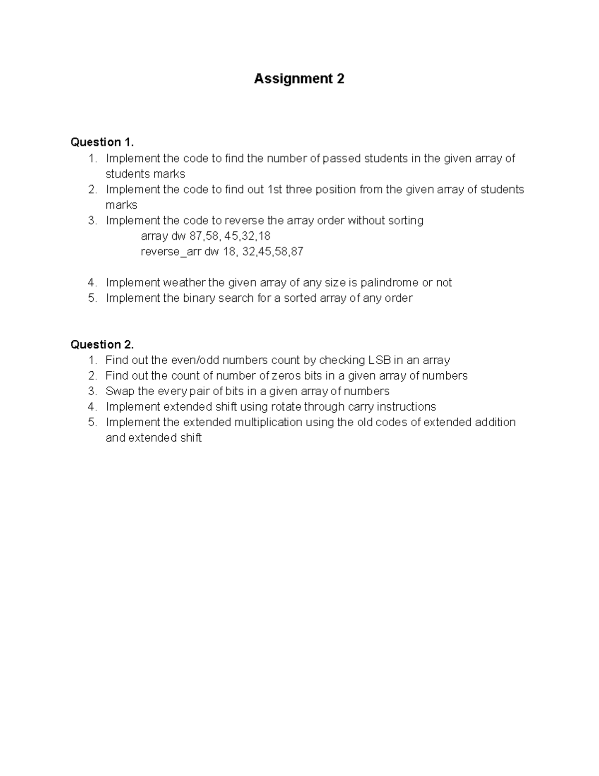 COAL Assignment 2 - By Muhammad Ammar Hassan - Assignment 2 Question 1. 1. Implement the code to ...