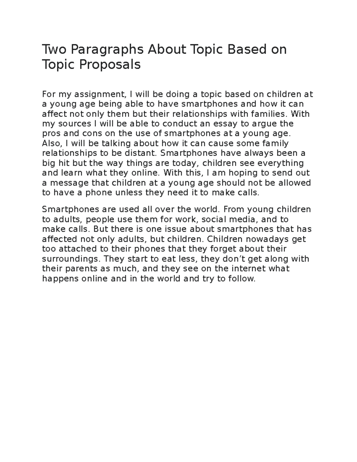 WRD 104 20 - Topic Proposal examples for Professor Dobble - Two ...