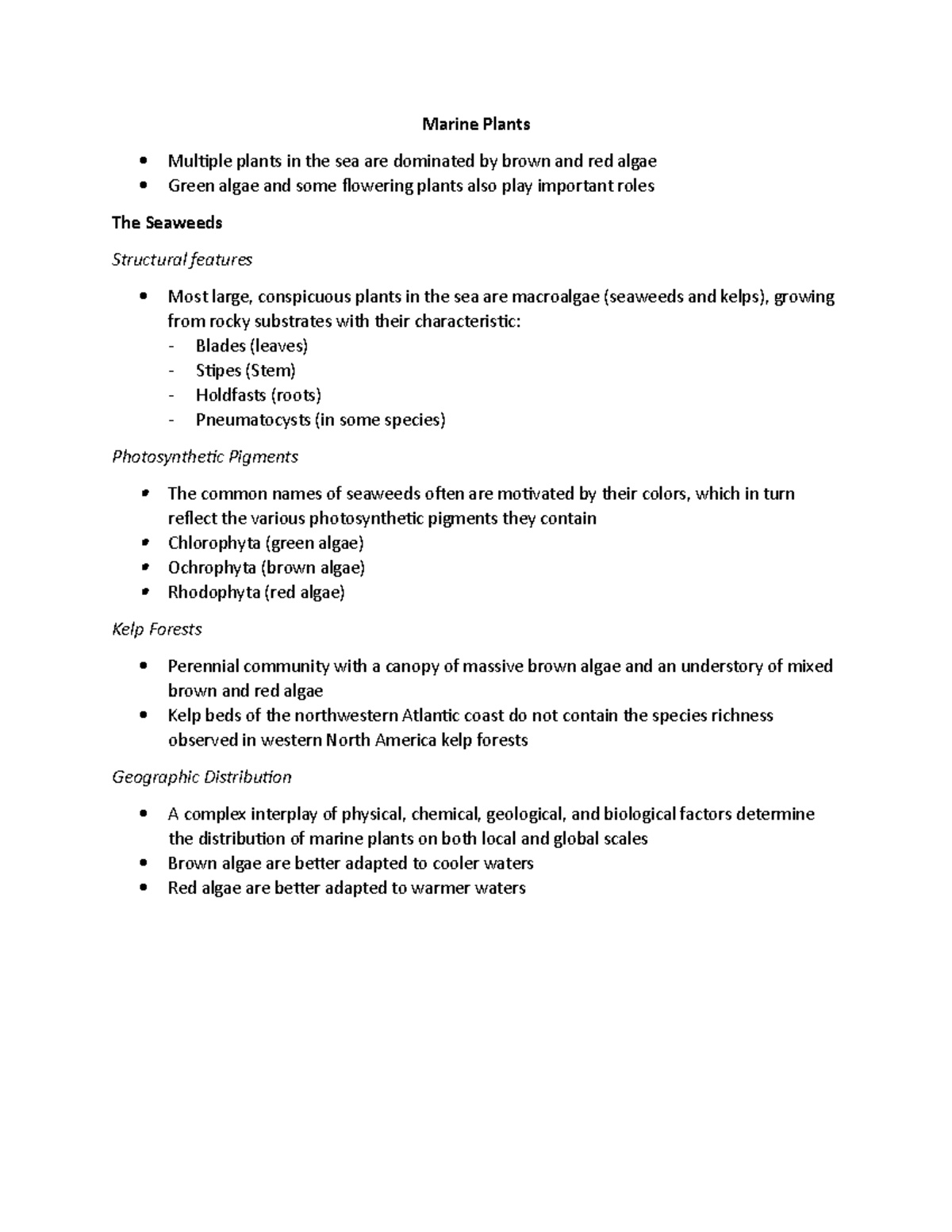 Marine Plants - Marine Plants Multiple plants in the sea are dominated ...