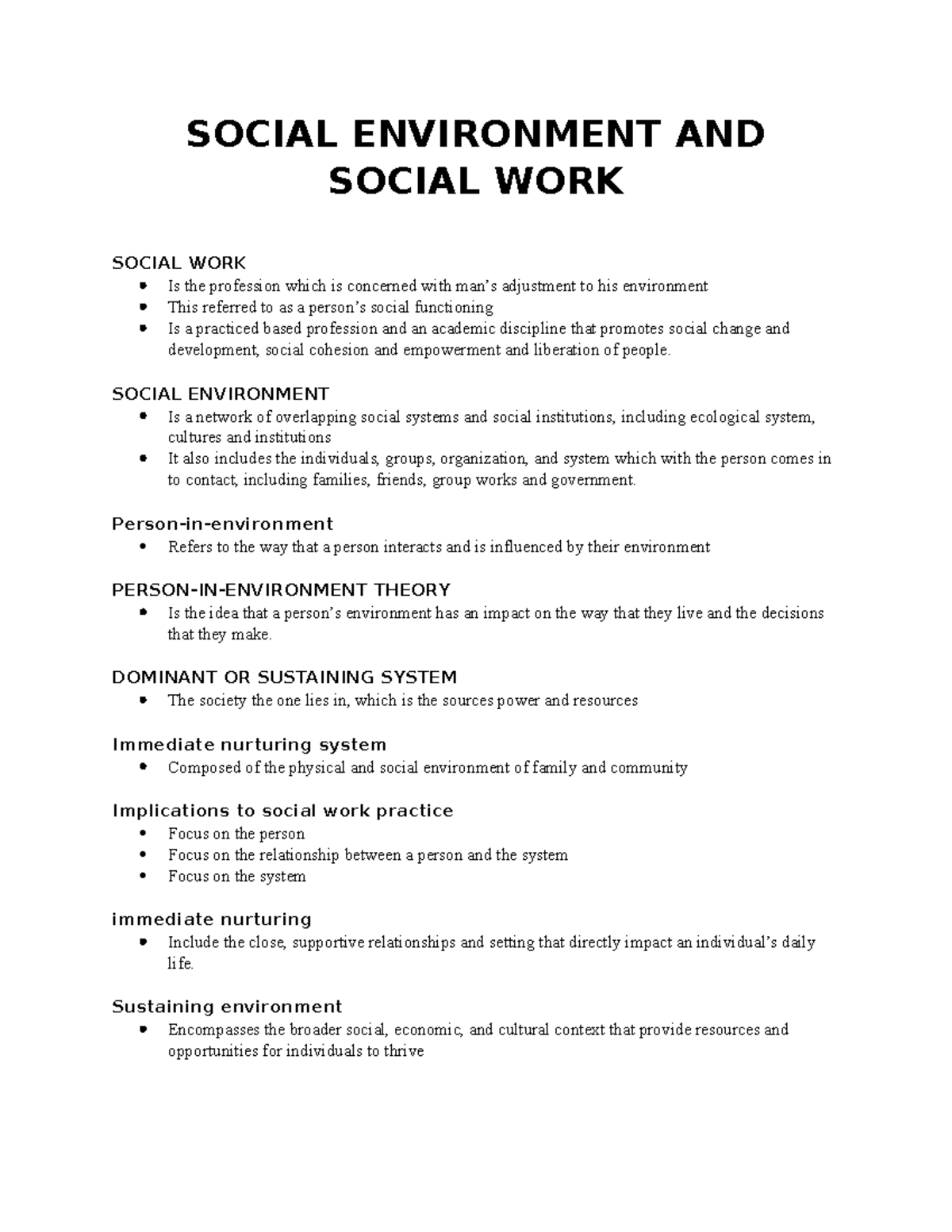 Prelim Reviewer - SOCIAL ENVIRONMENT AND SOCIAL WORK SOCIAL WORK Is the ...