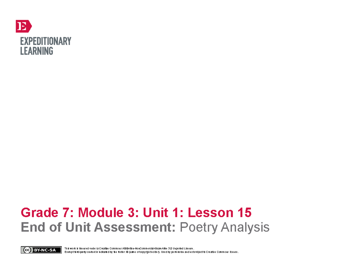 Ela g7 m3 u1 l15 - Nun - End of Unit Assessment: Poetry Analysis This ...