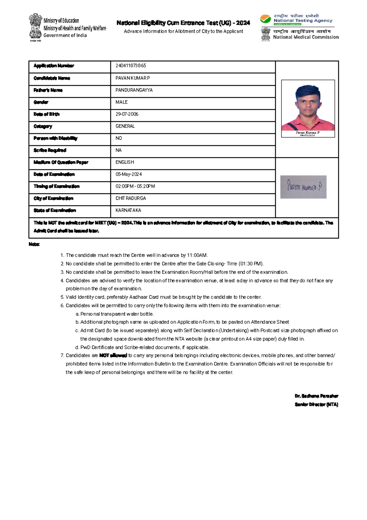 Neet - Vsbjsksbdmsm - Dr. Sadhana Parashar Senior Director (NTA ...