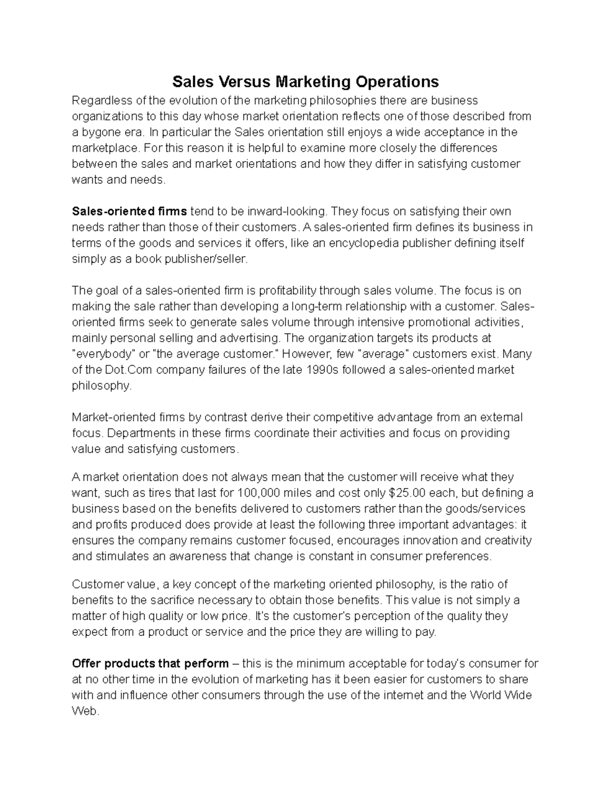 Sales Versus Marketing Operations - Sales Versus Marketing Operations ...