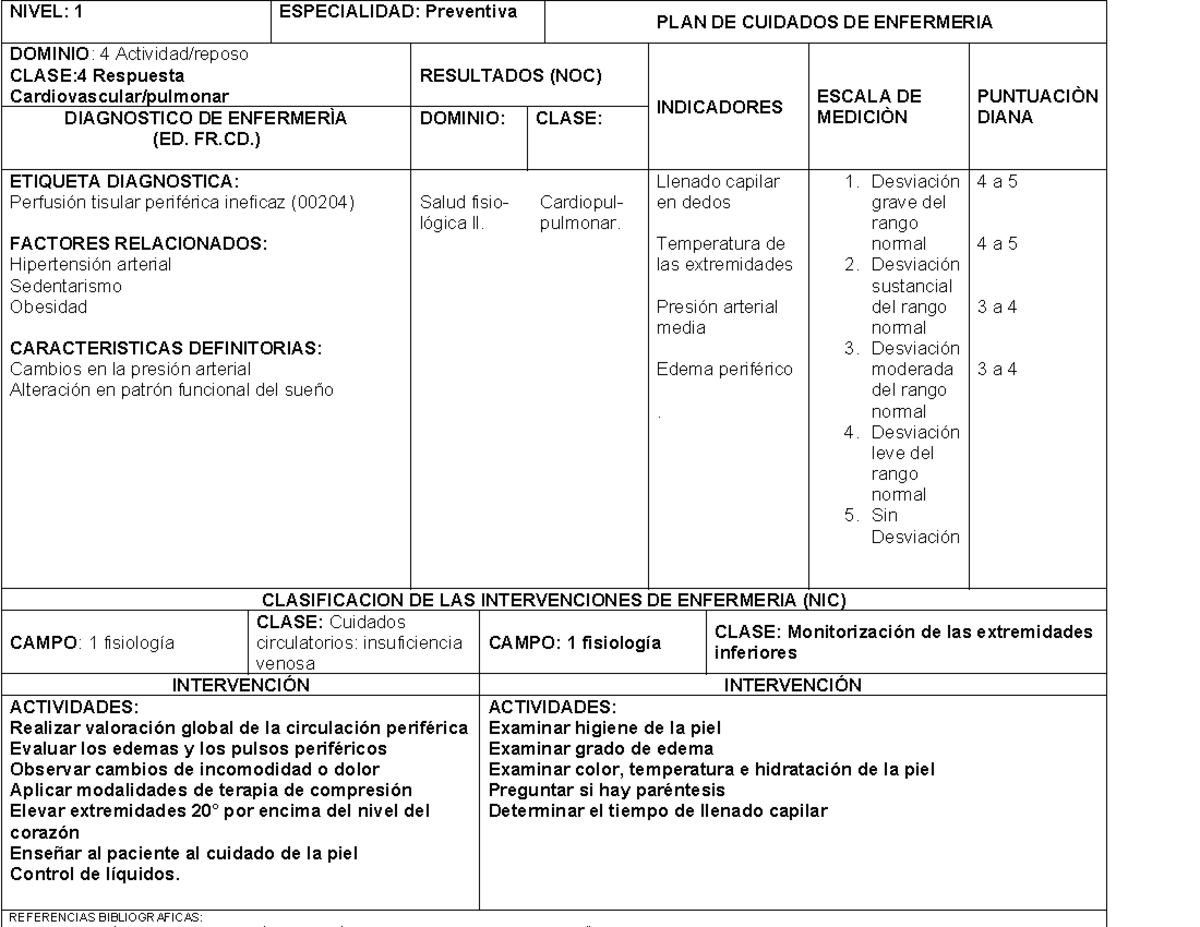 Place Hipertensión - NIVEL: 1 ESPECIALIDAD: Preventiva PLAN DE CUIDADOS ...
