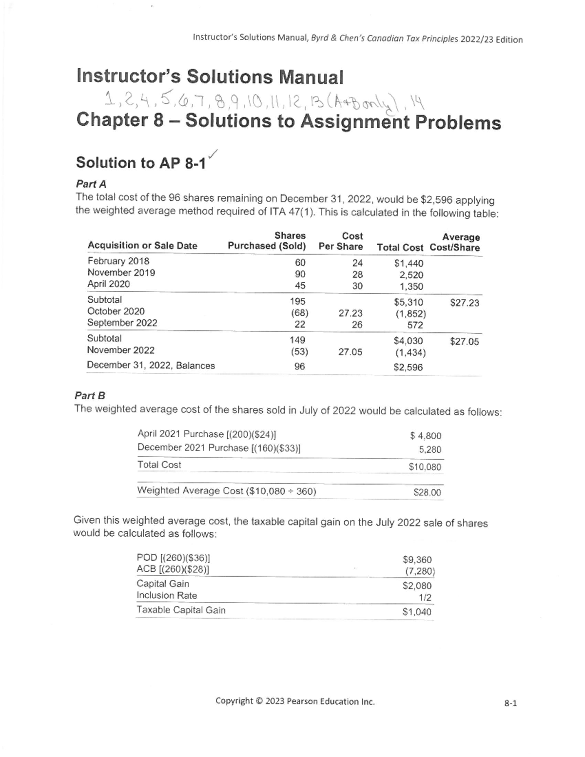 Corrected Solutions to Chapter 8 Assignment Questions - ACCT 3231 - Studocu