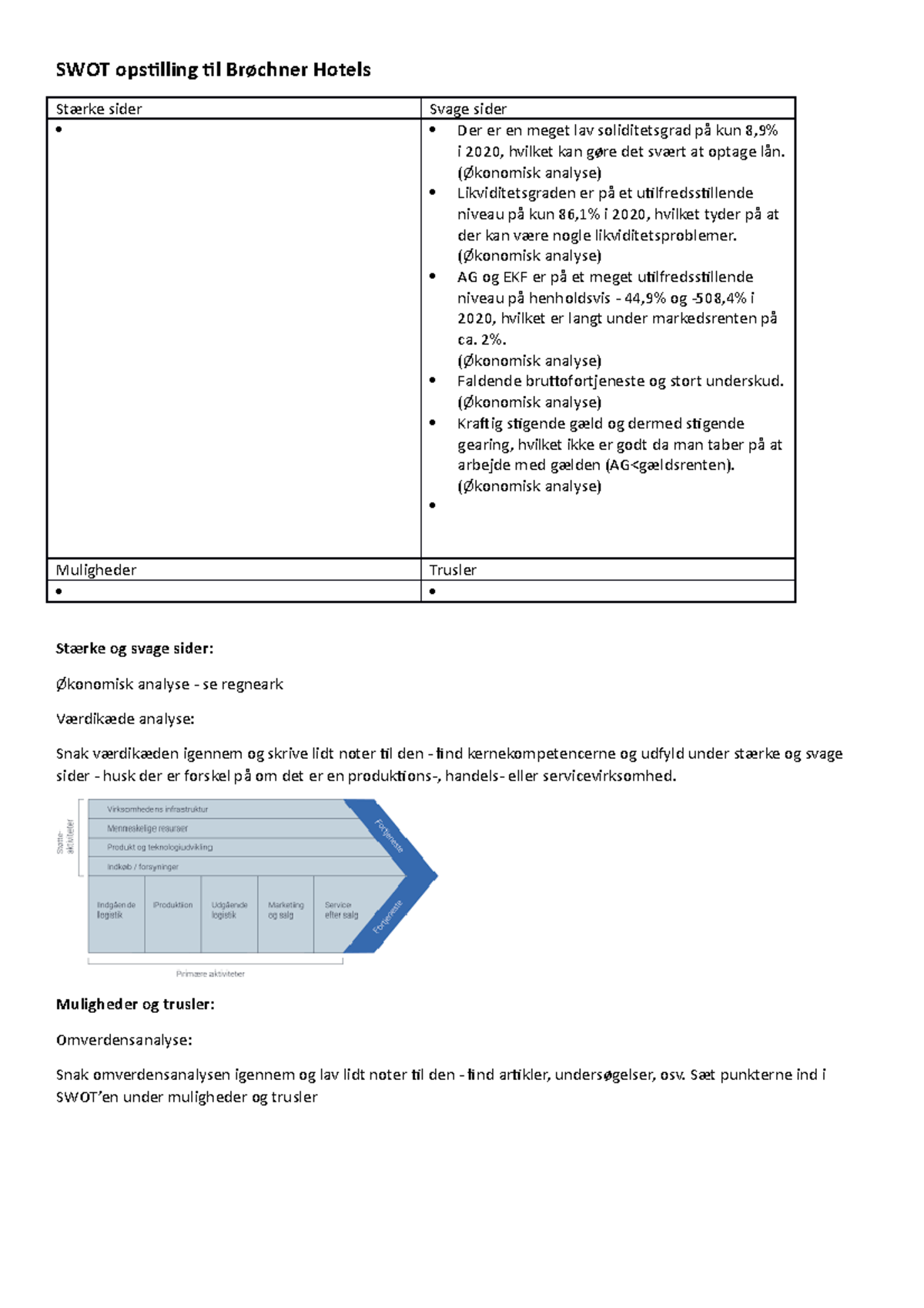 SWOT opstilling - Brøchner Hotels - SWOT opstilling til Brøchner Hotels ...