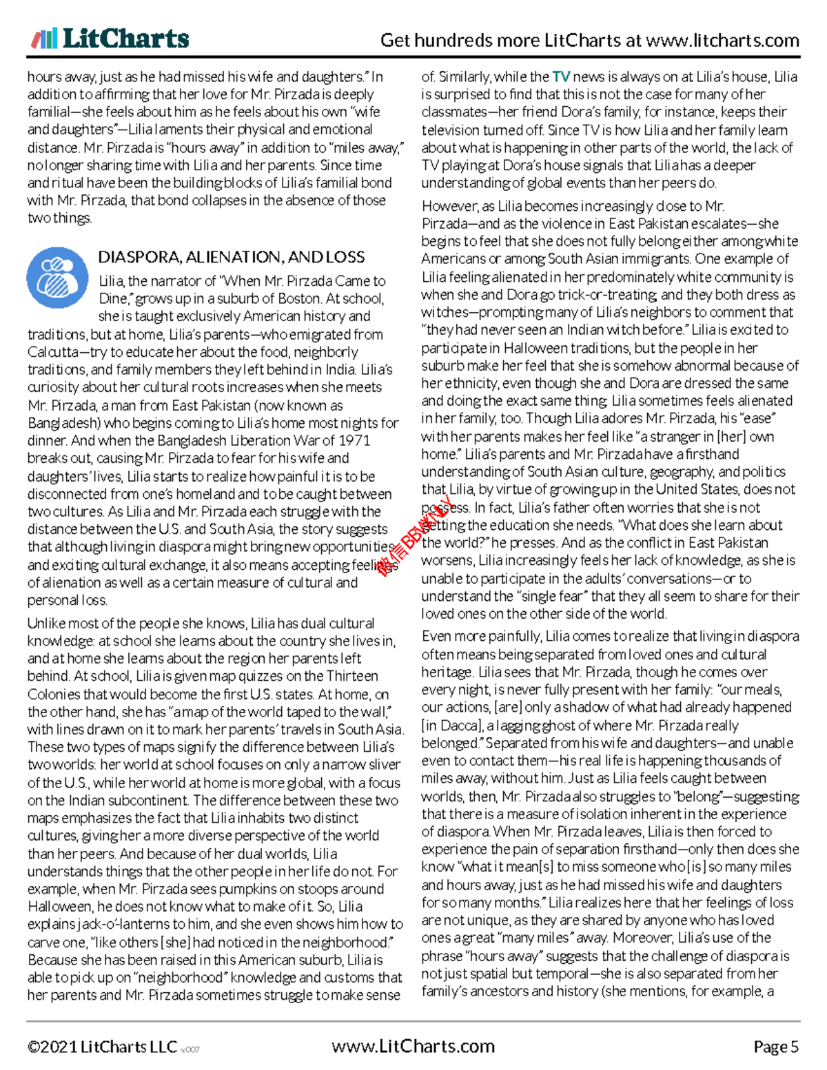 When-Mr-Pirzada-Came-to-Dine-Lit Chart 5 - hours away, just as he had ...