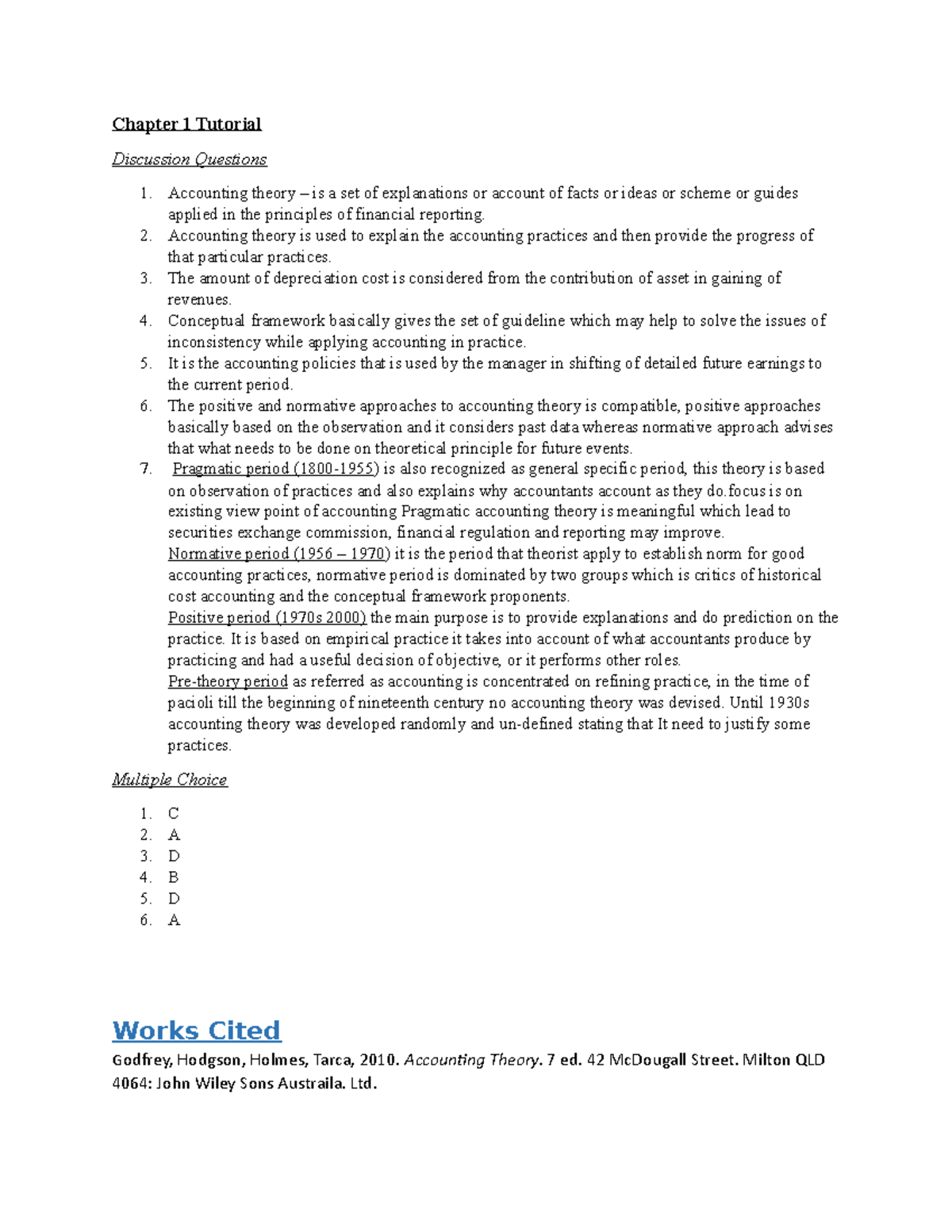 Chapter 1 tutorial 1(ACC 301) - Auditing & Assurance Services - Studocu