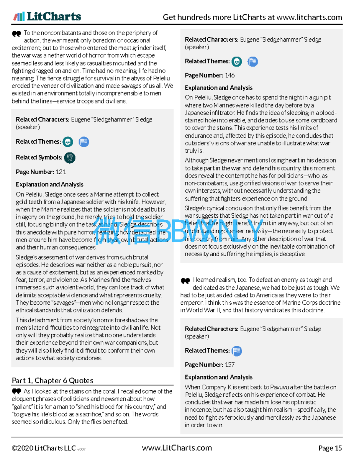 With-the-Old-Breed-Lit Chart 15 - To the noncombatants and those on the ...