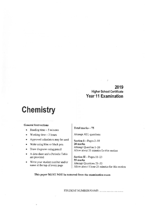 Sydney Girls 2020 Chemistry Prelim Yearly & Solutions - Sydney Girls ...