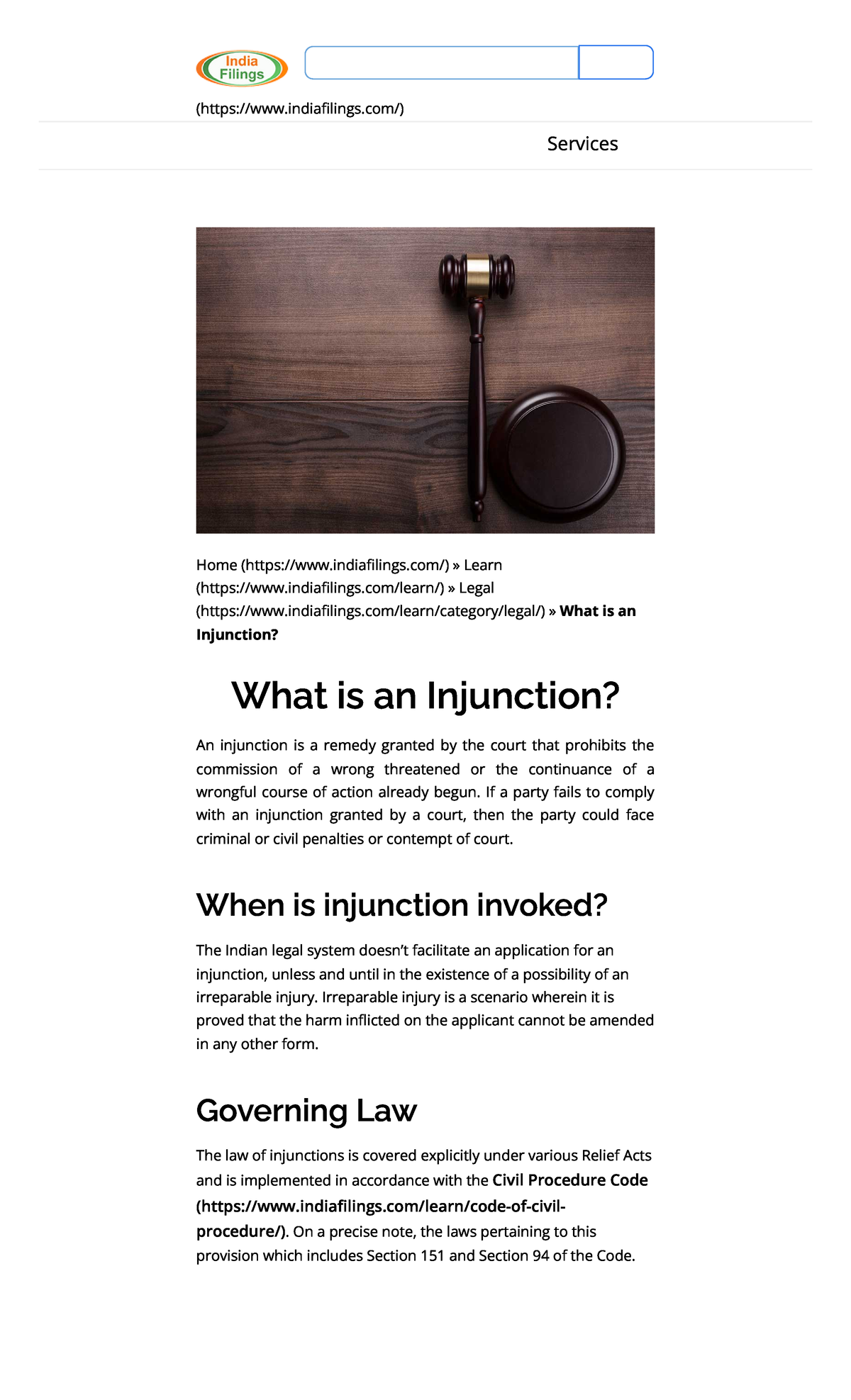 Injunction- The Law - Llb note full - Home (indialings/) » Learn (indialings/learn/) » Legal ...