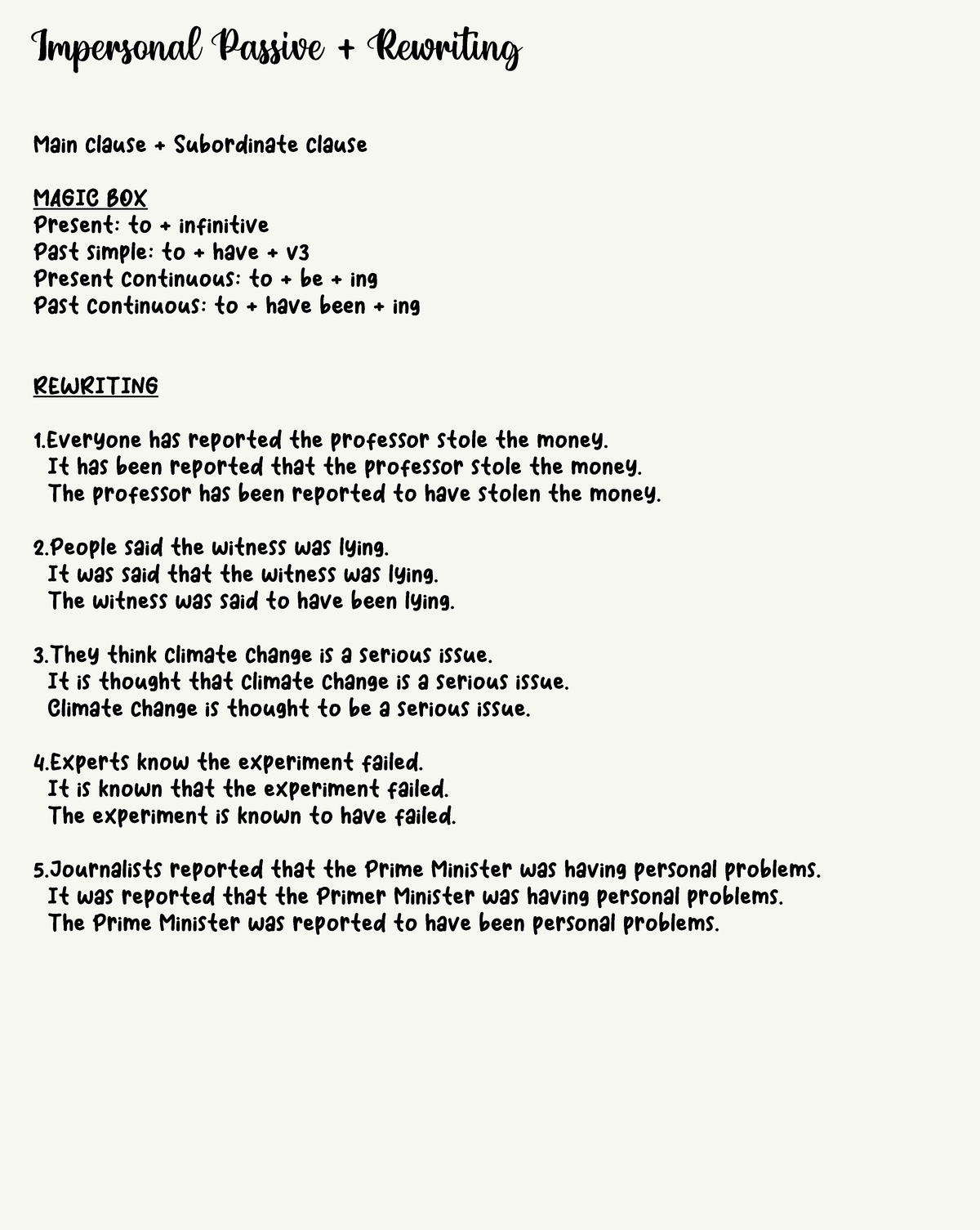 Impersonal Passives + Rewriting - Impersonal Passive + Rewriting Main ...