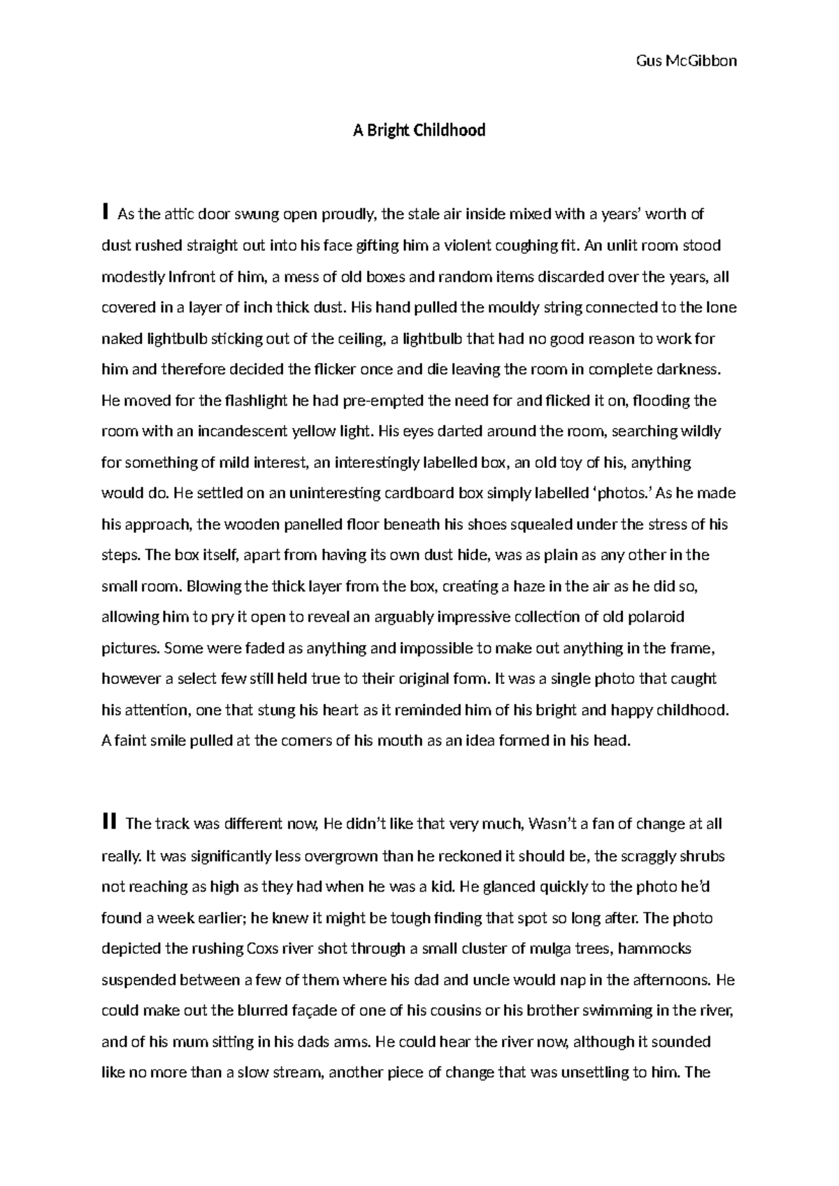 Short Story - Gus - This is for reading to write - Gus McGibbon A ...