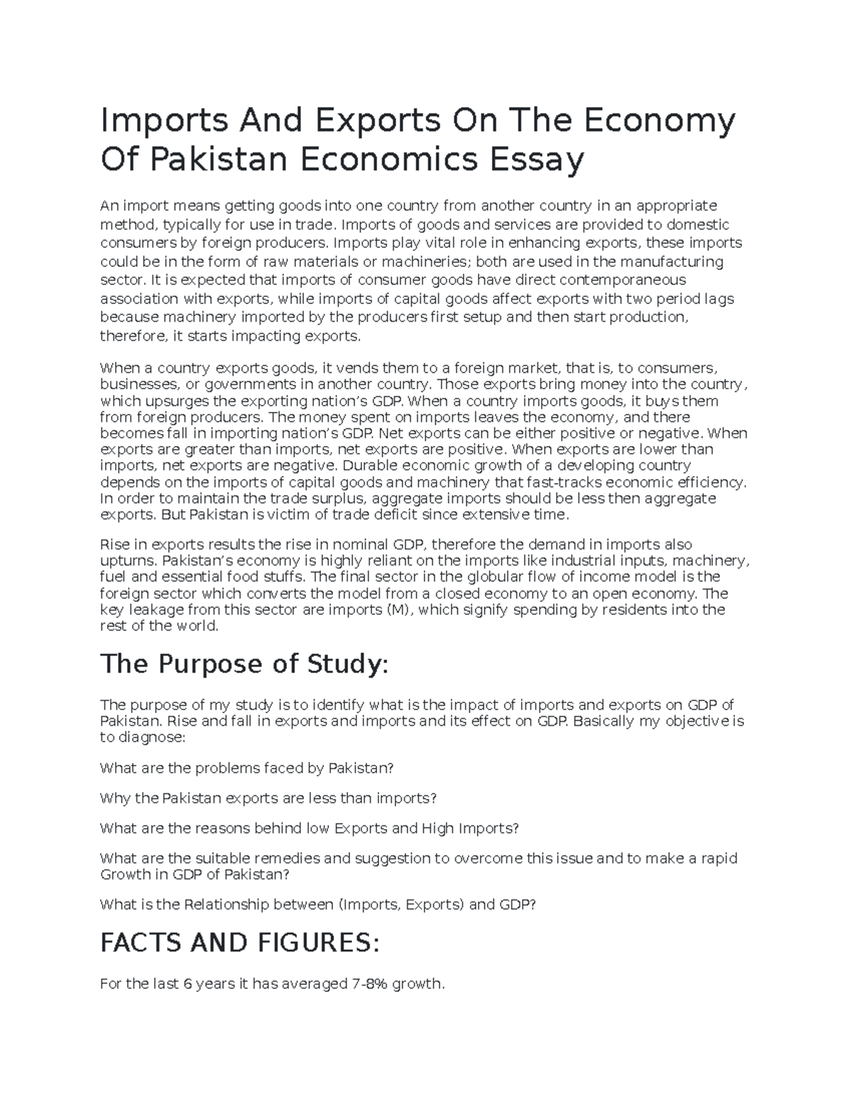 Imports And Exports On The Economy Of Pakistan Economics Essay ...