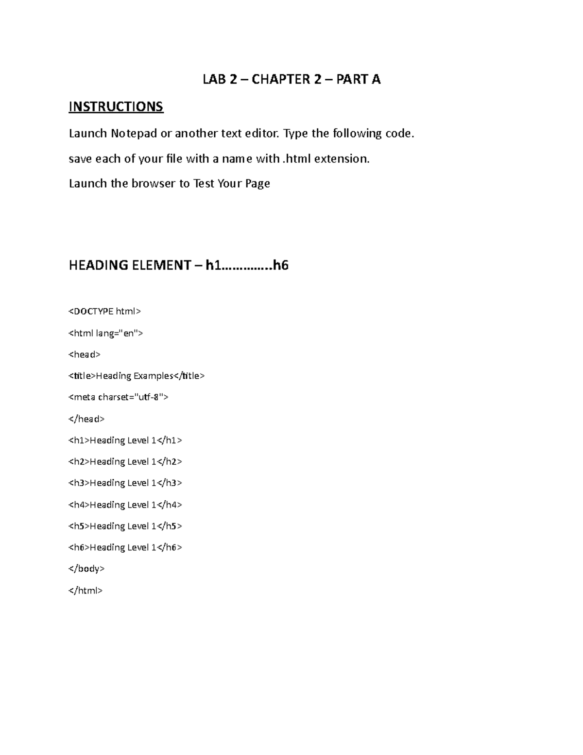 Lab 2 Chapter 2 Part A Lab2 Lab 2 Chapter 2 Part A Instructions Launch Notepad Or