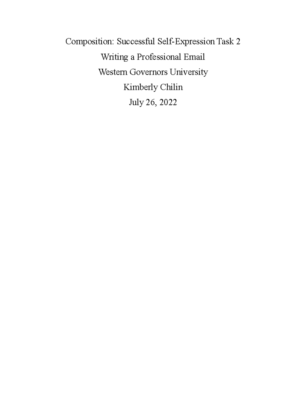 Task 2- email - Composition: Successful Self-Expression Task 2 Writing ...