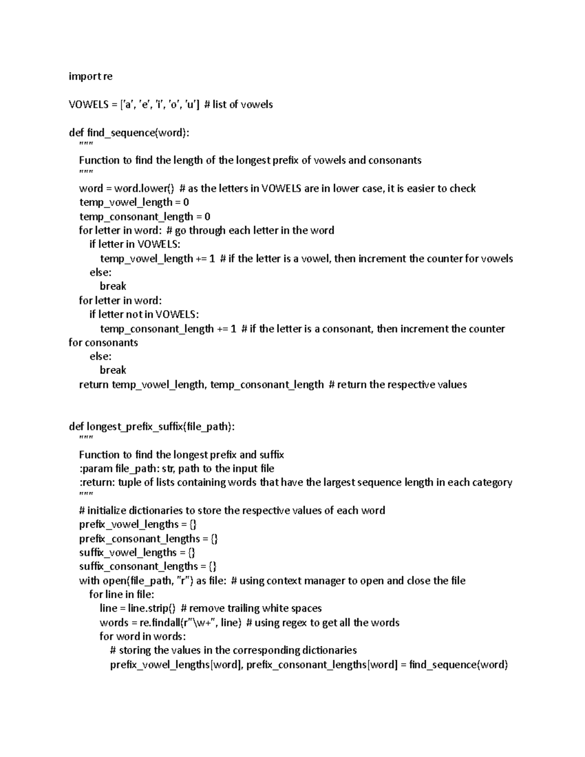 String Algorithm - import re VOWELS = ['a', 'e', 'i', 'o', 'u'] # list ...