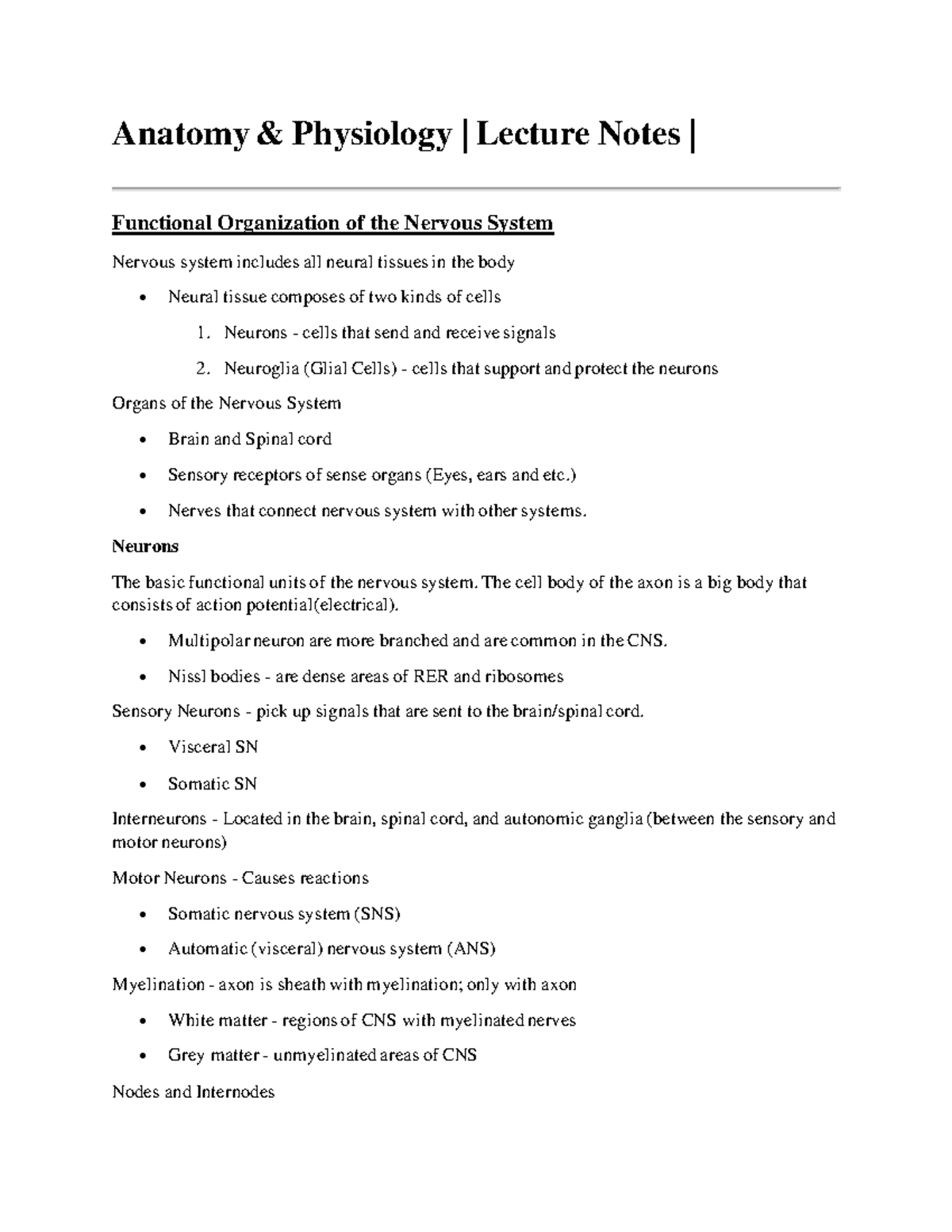 BIOL-2401 Lecture Notes 4 - Anatomy & Physiology | Lecture Notes ...