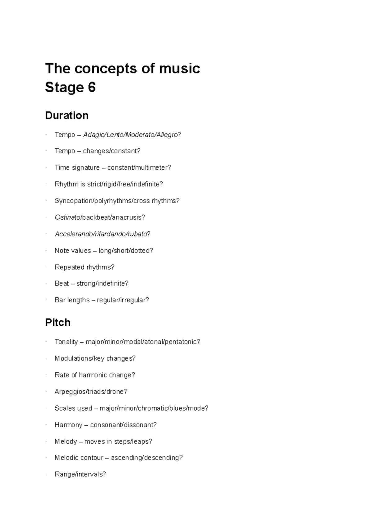 Concepts of Music Cheat Sheet Stage 6 - The concepts of music Stage 6 ...