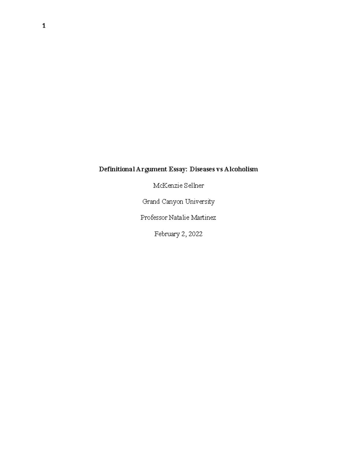 ENG-106 Essay RD - N.A - Definitional Argument Essay: Diseases vs ...