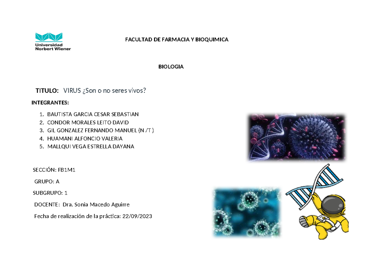 TEMA Virus Grupo A Subrupo 1 - FACULTAD DE FARMACIA Y BIOQUIMICA ...