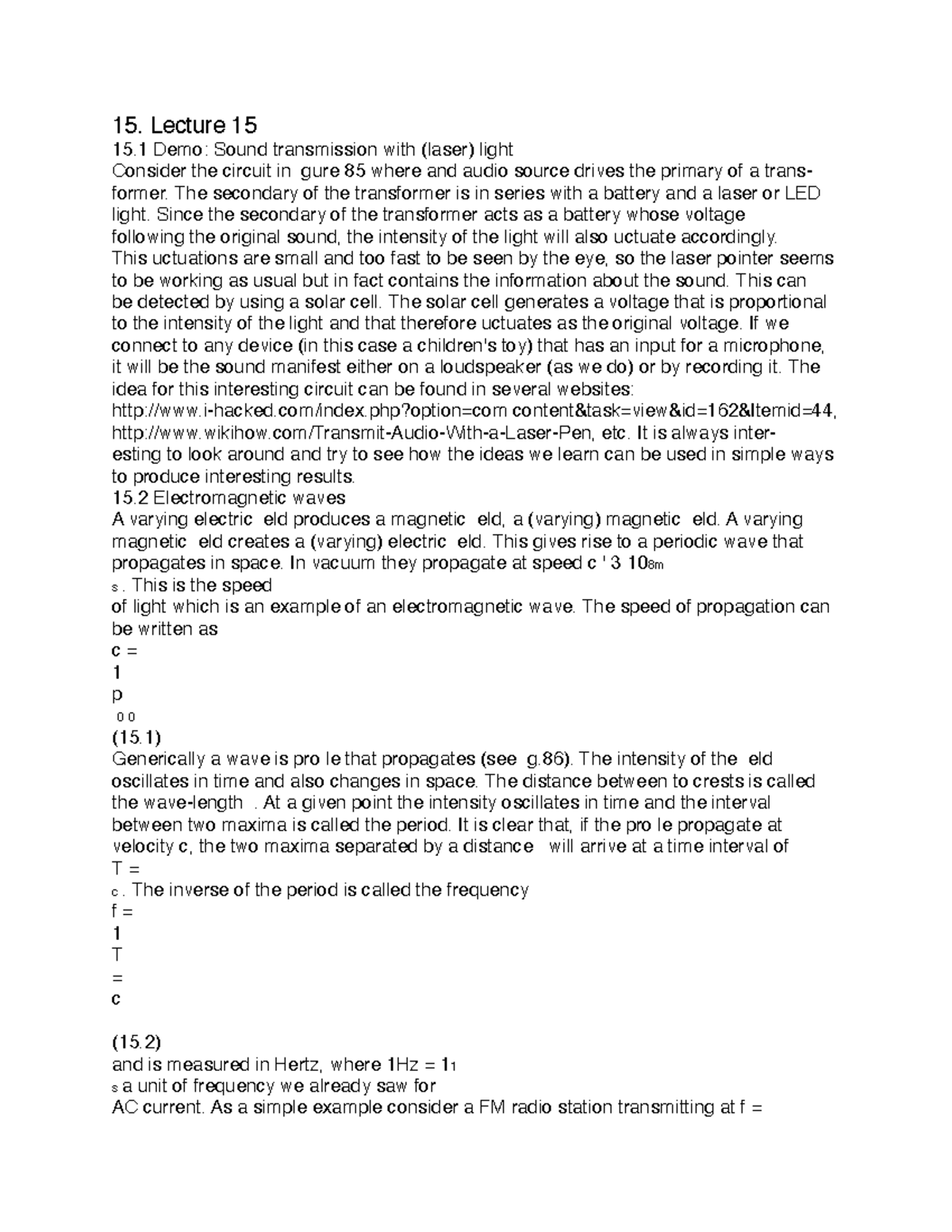 Phys 15 - physics lecture 15 class notes - 15. Lecture 15 15 Demo ...