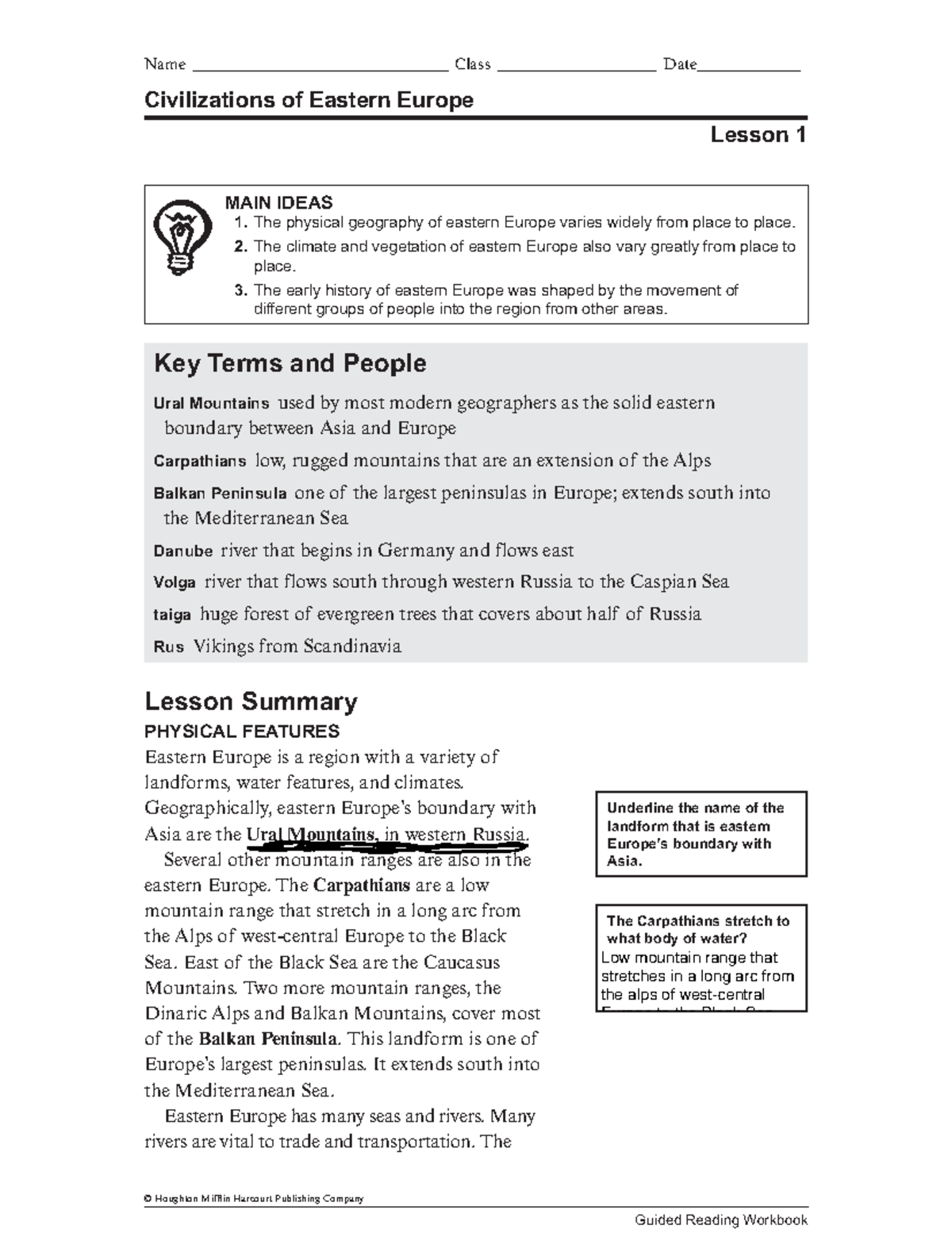 Michael Castro - Civilizations of Eastern Europe lesson 1 - Name