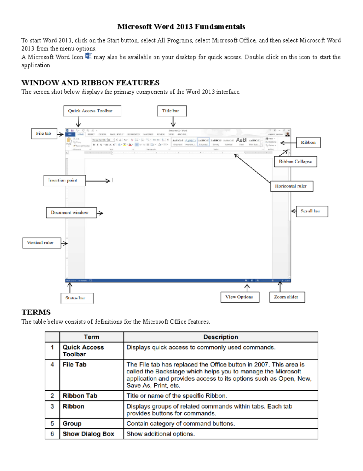 Microsoft Word 2013 Fundamentals - Microsoft Word 2013 Fundamentals To ...