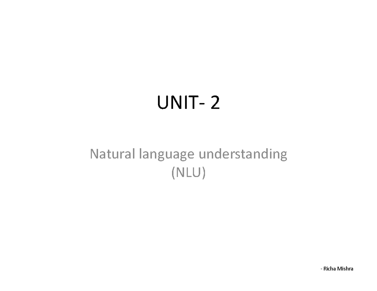 3.2 NLU - Study metrial - UNIT- 2 Natural language understanding ...