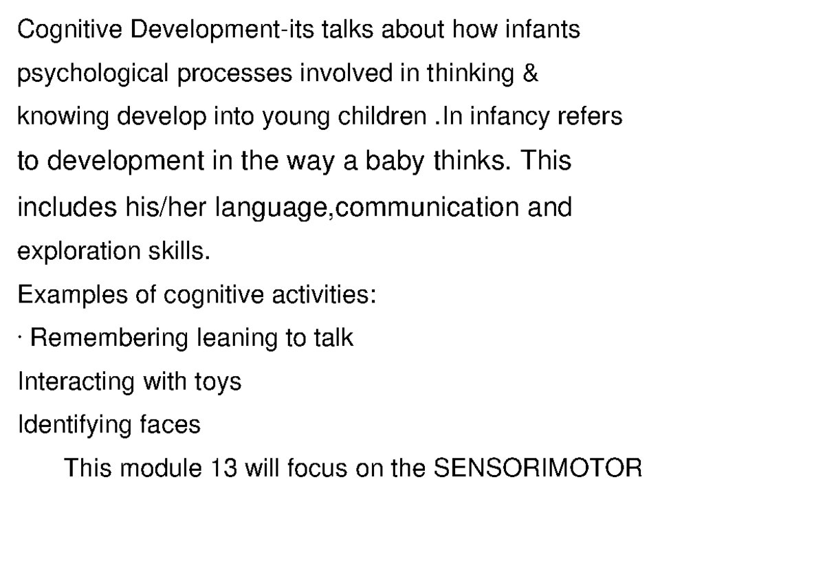 To Text 10-01-2022 18 - Cognitive Development - Cognitive Development-its talks about how ...