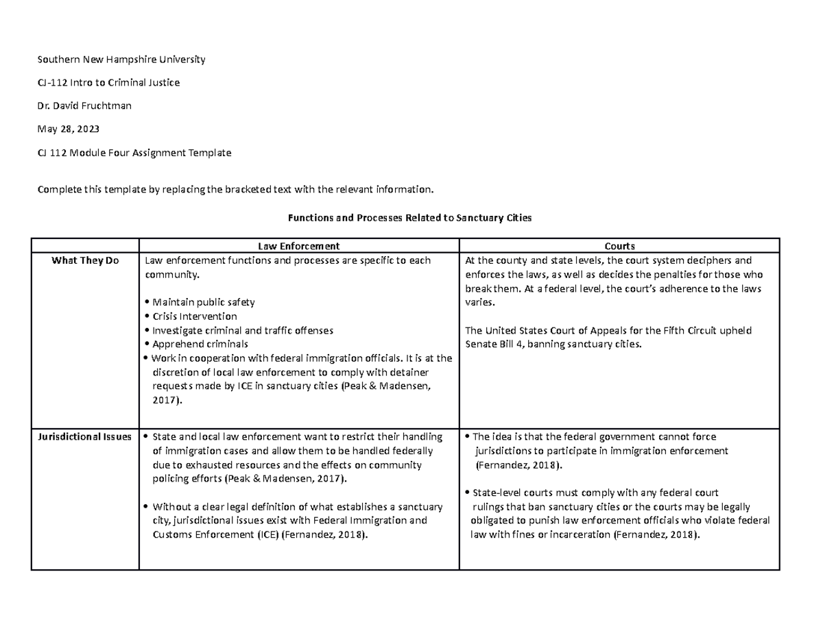 CJ 112 4-2 Module Four Assignment Template - Southern New Hampshire ...