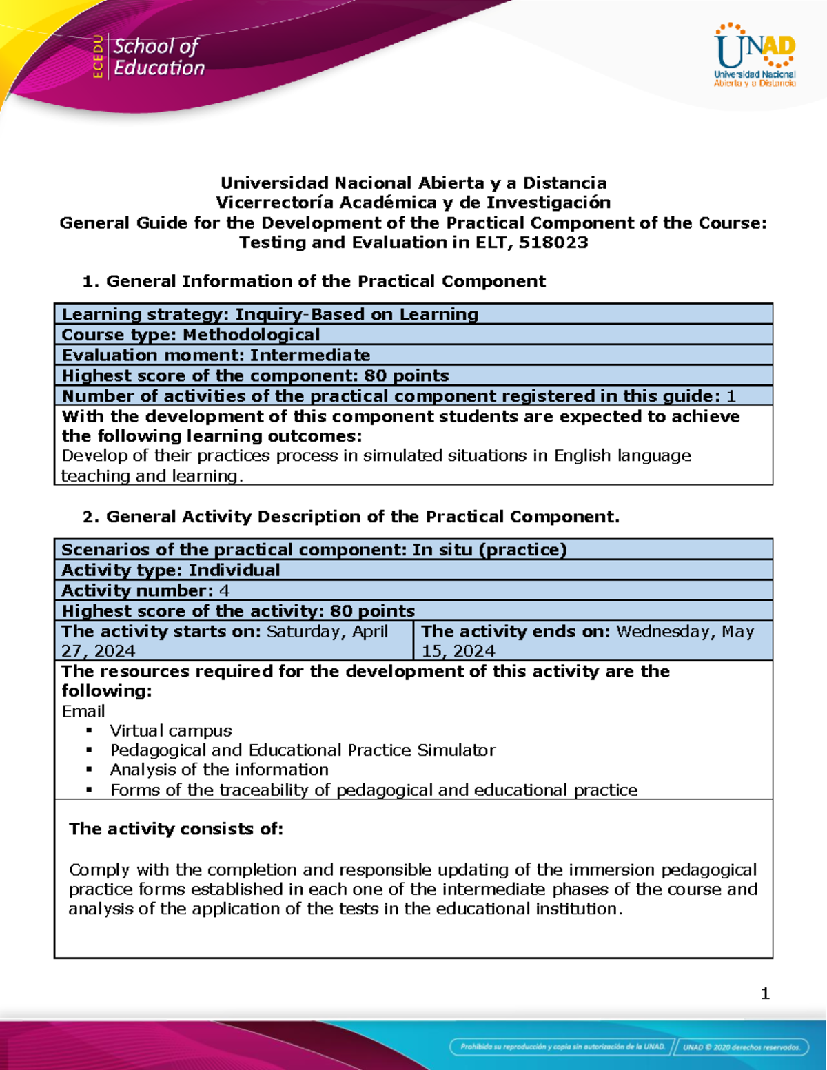 Guide for the development of the practical component and evaluation rubric - Unit 3 - Phase - 4 ...