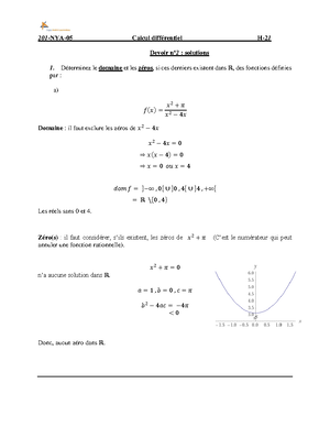 Correction revision 1 - Calcul Differentiel - Correction - Exercices de révision - Examen 1 ...