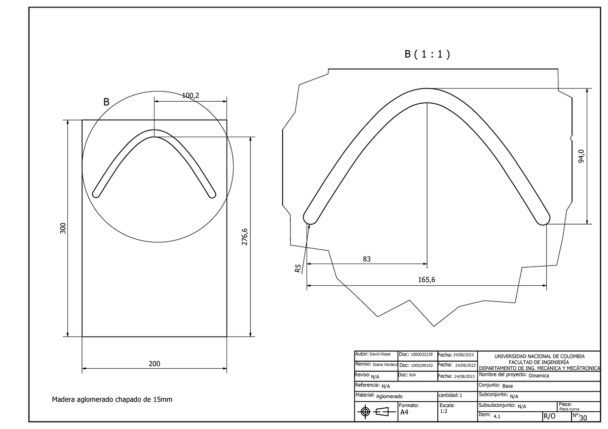 Placa curva dwg - Plano de ejemplo - B ( 1 : 1 ) B UNIVERSIDAD NACIONAL ...