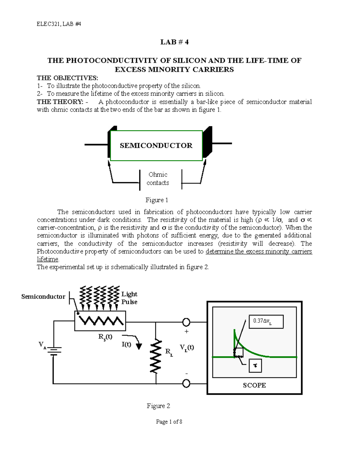 Seminar assignments - lab 4 - the photoconductivity of silicon and the ...