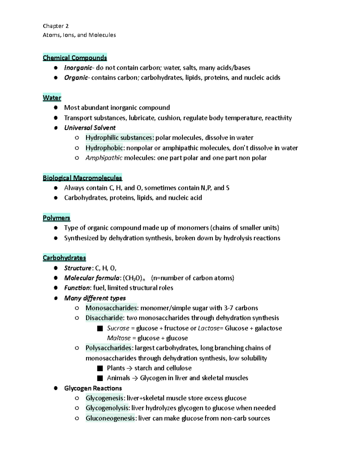 Anatomy and Physiology 101 Chapter 2 Lecture Notes - Atoms, Ions, and ...