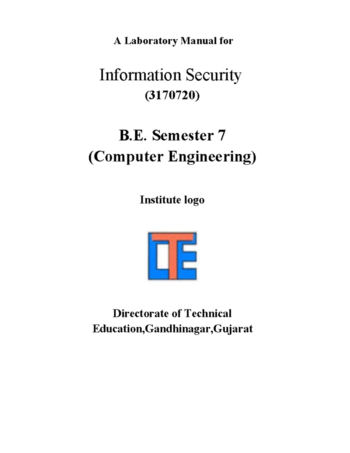 3170720 Information Security - A Laboratory Manual for Information Security (3170720) B ...