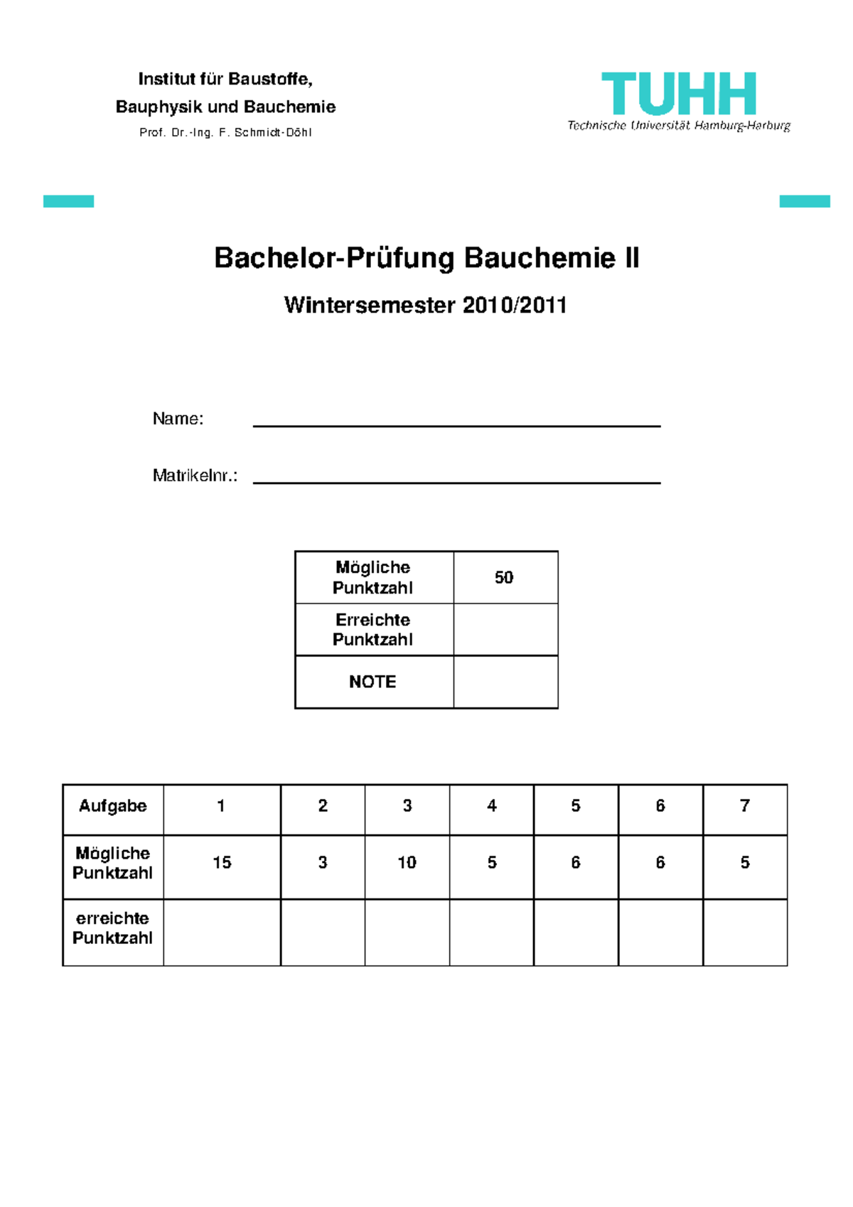 BCII 03 10 - Übungsaufgaben - Bachelor-Prüfung Bauchemie II ...