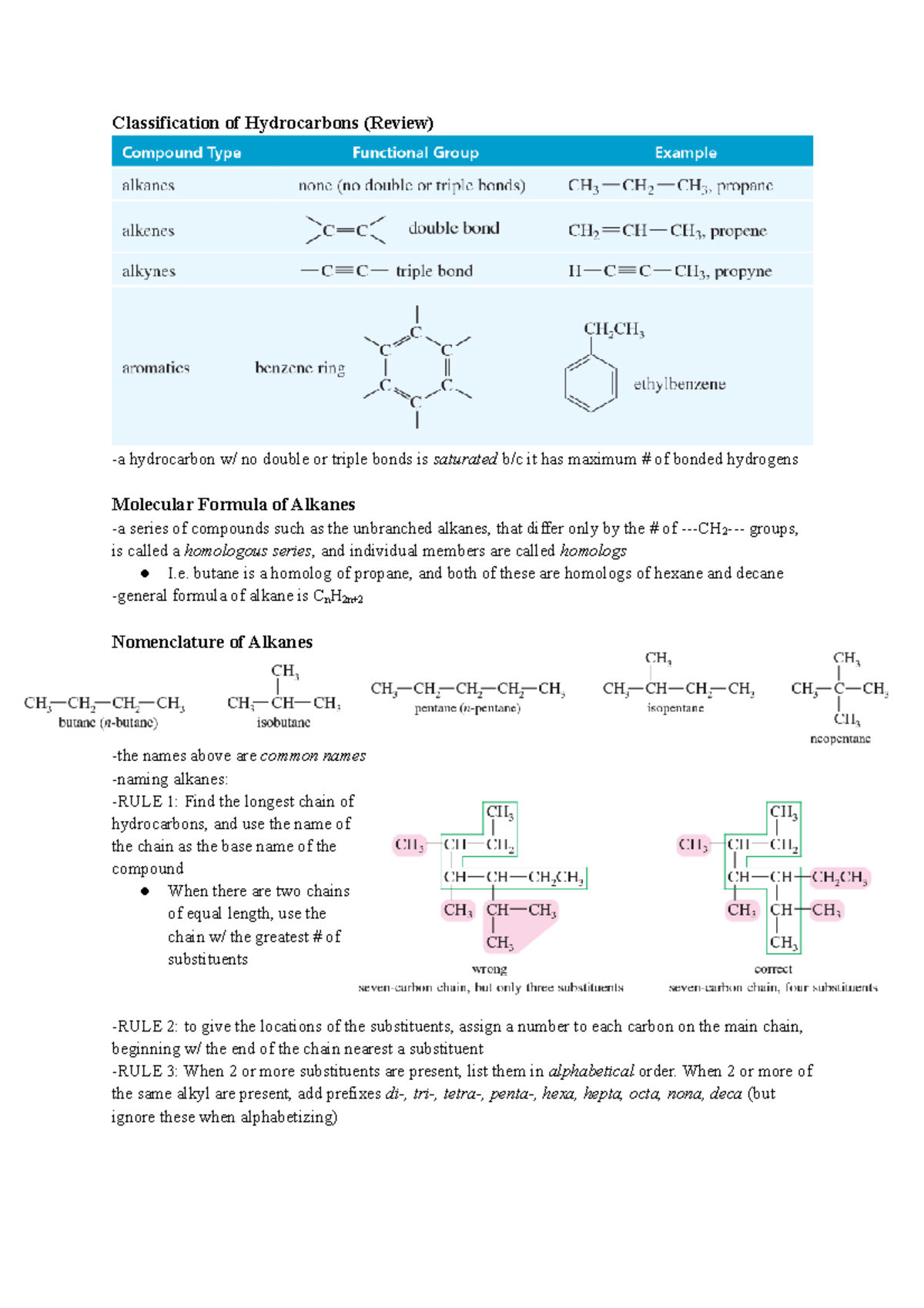 Chapter 3 - Structure and Stereochemistry of Alkanes - Classification ...