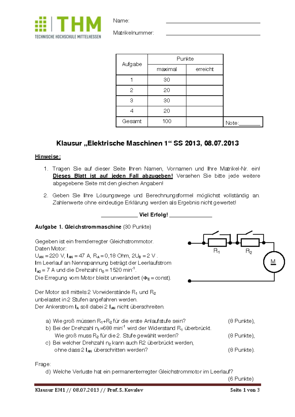 Klausur 2013, Fragen und Antworten - Name: _______________________________ Matrikelnummer: - Studocu