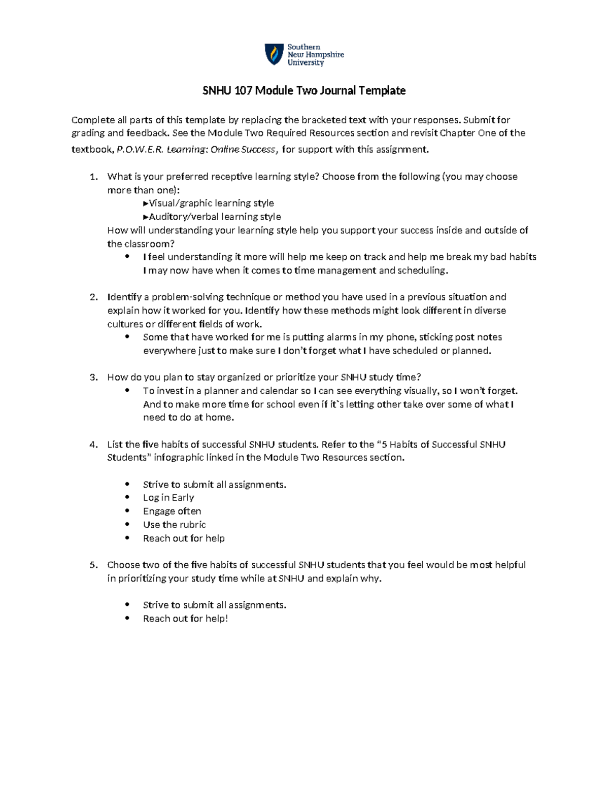 SNHU 107 Module Two Journal Template - SNHU 107 Module Two Journal ...