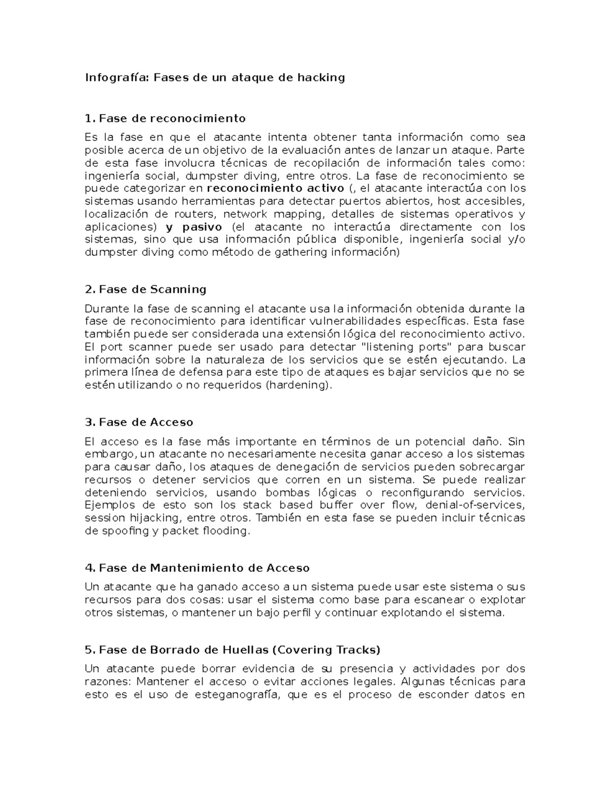 Inf Fases de un ataque - Hacking ético - Infografía: Fases de un ataque ...