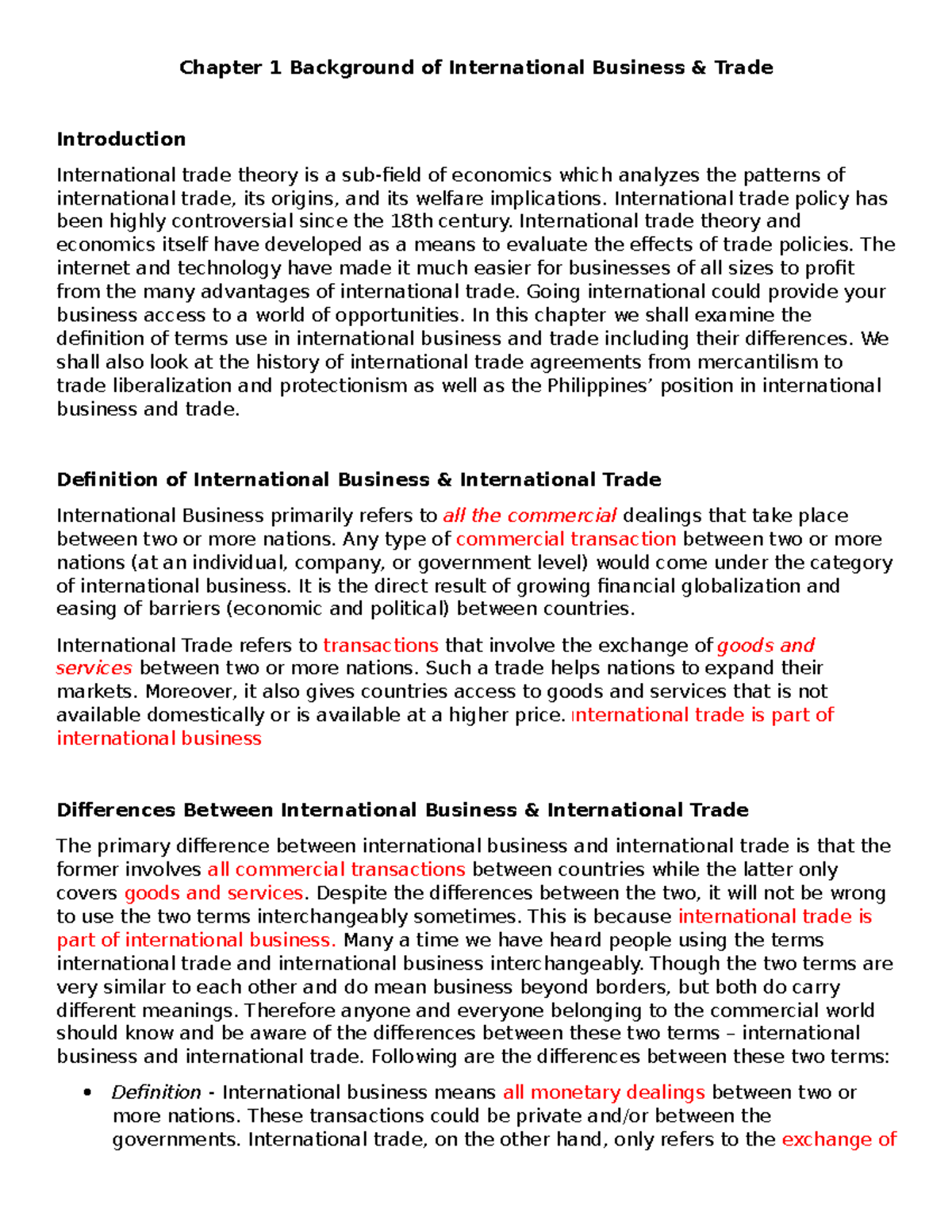 Chapter 1 Background of International Business - International trade ...