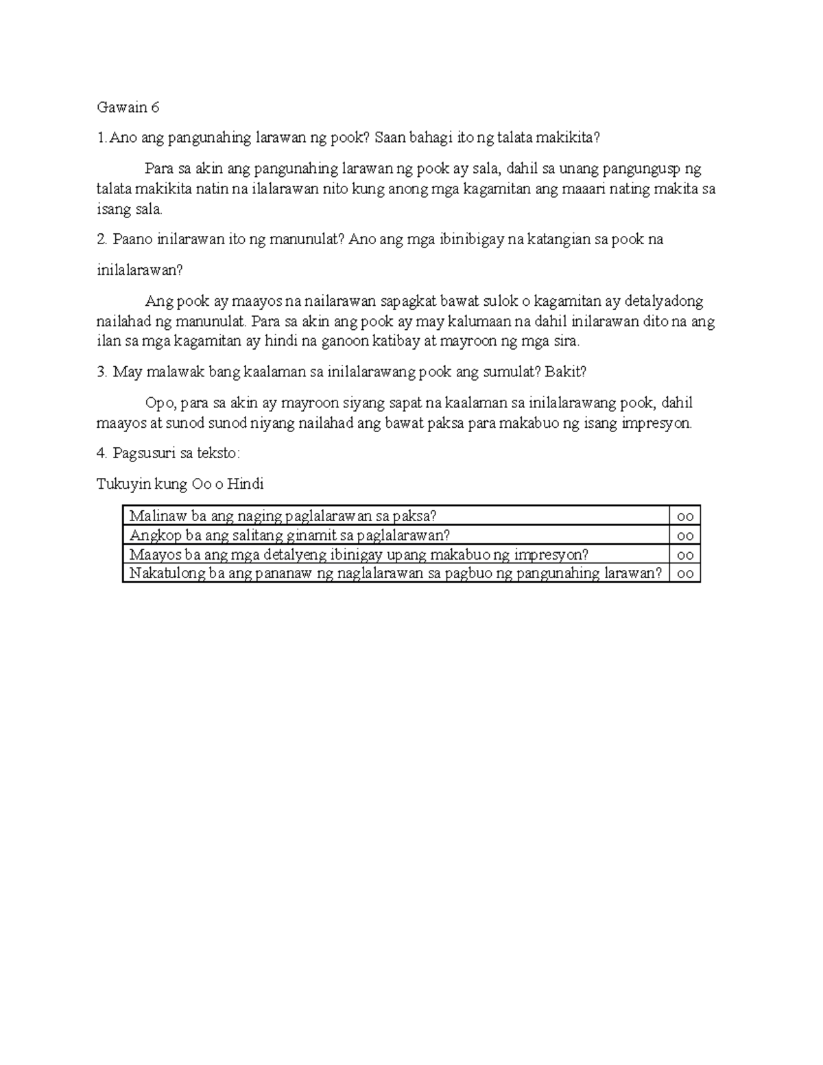 Gawain 6 Pagbasa at pagsusuri - Filipino sa Iba't ibang Disiplina - Studocu