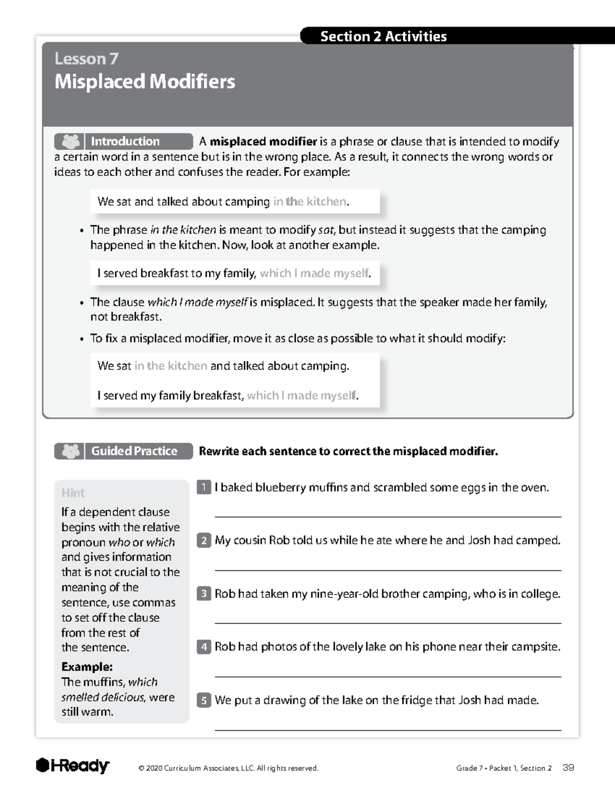 Modifiers - ©Curriculum Associates, LLC© 2020 Curriculum Associates ...